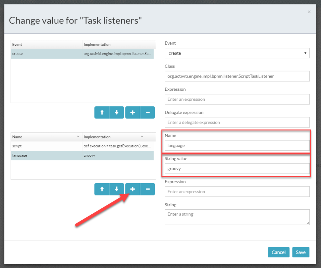 How To Set The Scripttasklistener As A Task Listener Class On The